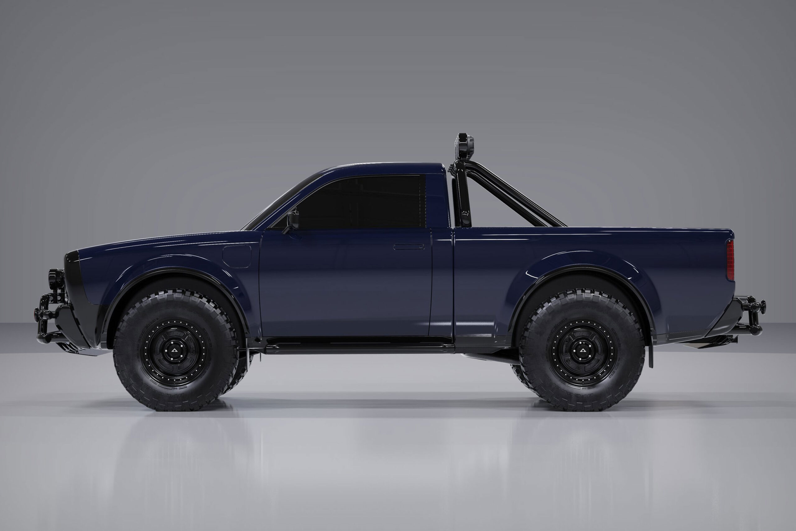 Retro-styled Alpha Wolf electric truck shown in motion - EV Pulse